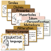 Figurative Language Posters - Daisy Gingham Neutrals Decor
