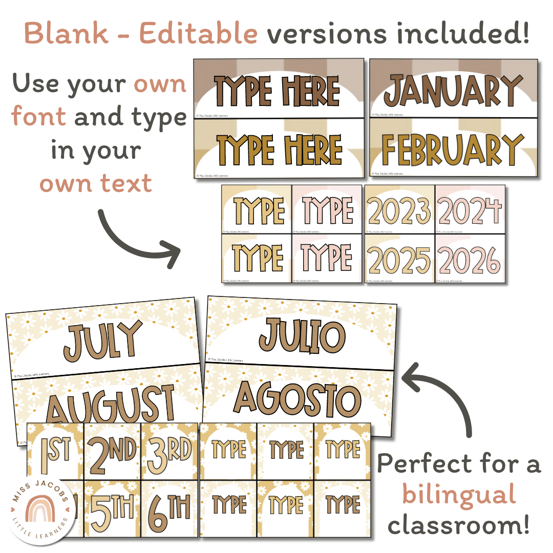 Flip Calendar - Daisy Gingham Neutrals Decor