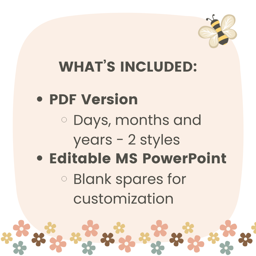 Flip Calendar - Daisy Gingham Neutrals Decor