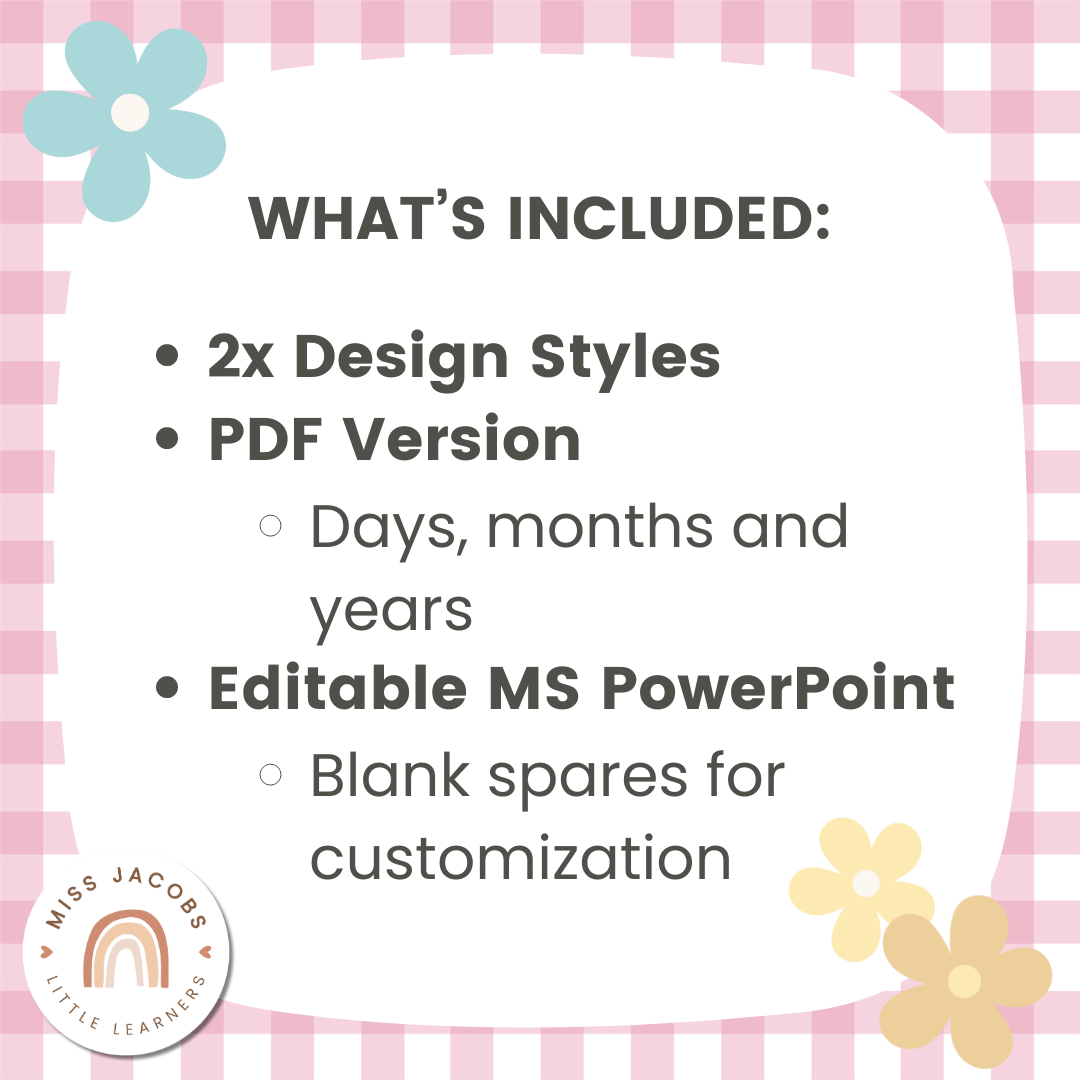 Flip Calendar - Daisy Gingham Pastels Decor