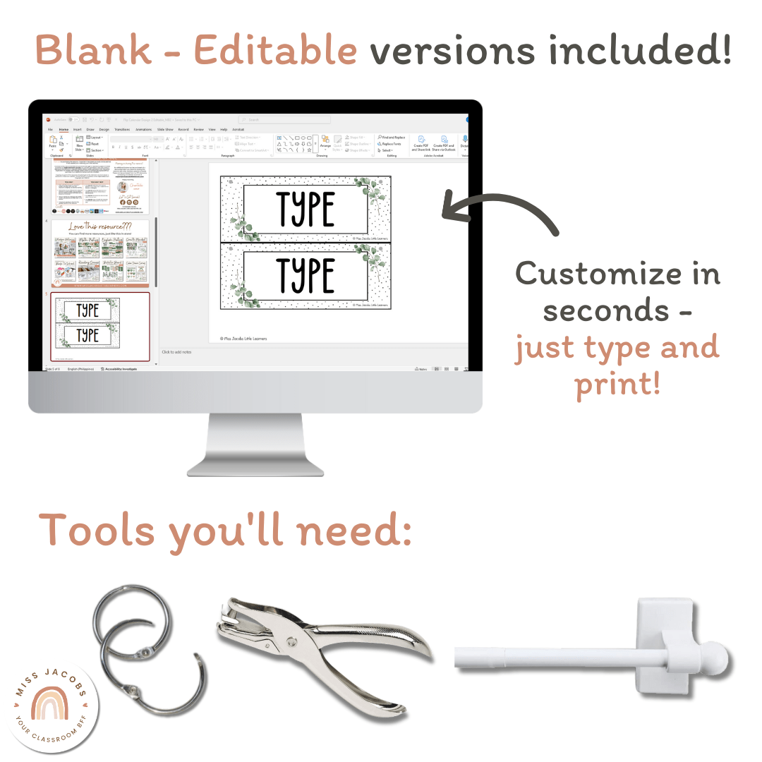 Flip Calendar - Modern Botanical Theme - Miss Jacobs