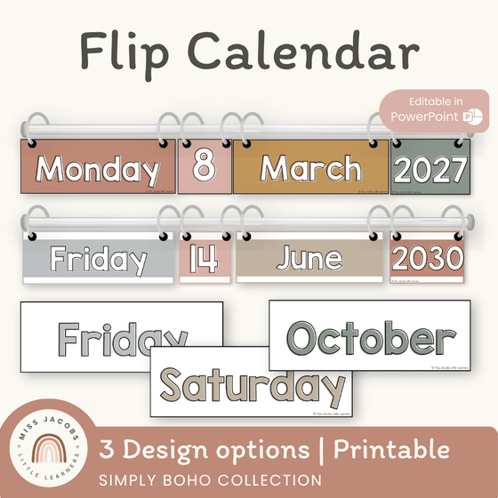 Flip Calendar | Simple Boho Classroom Decor | Editable – Miss Jacobs ...