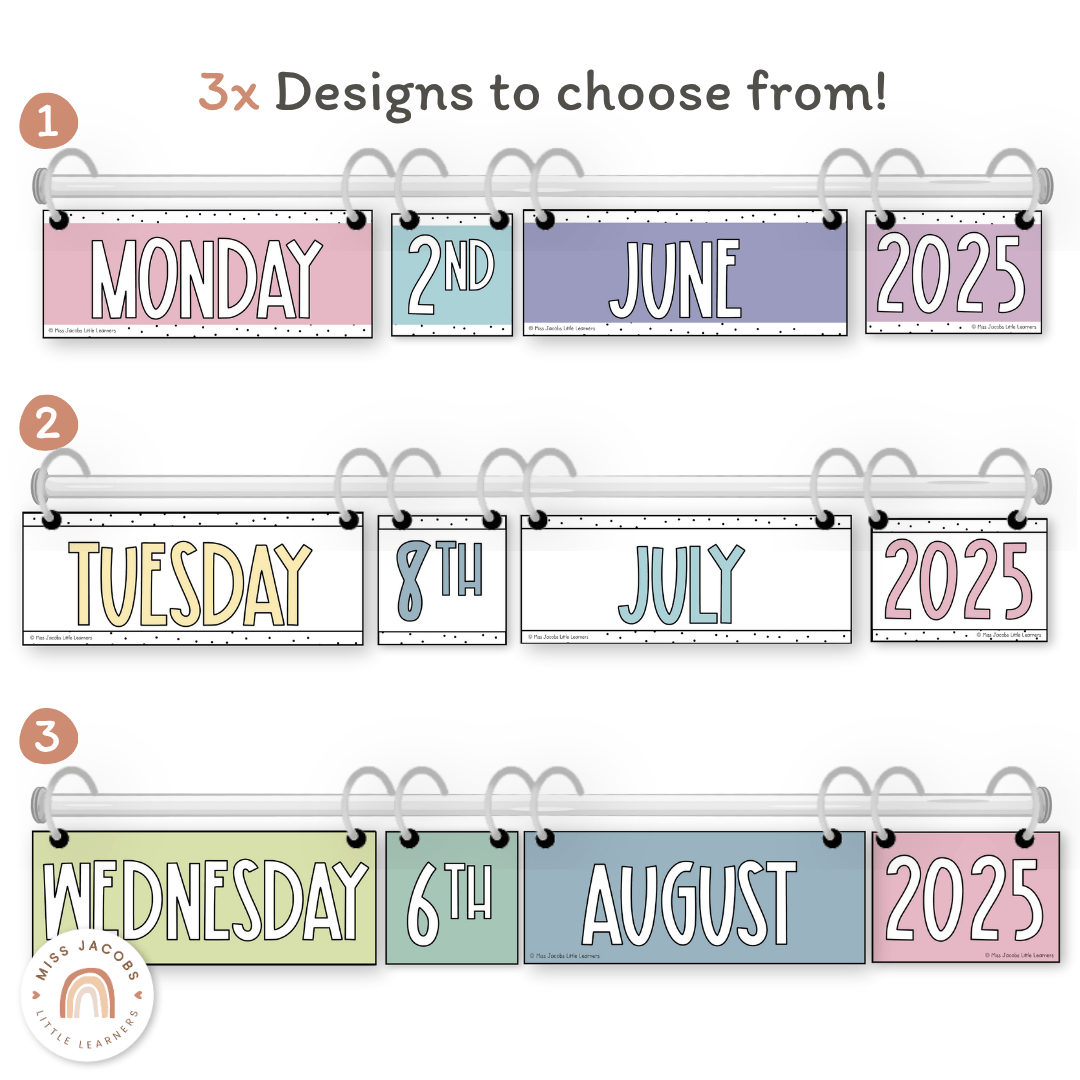 Flip Calendar - Spotty Pastel Classroom Theme - Miss Jacobs