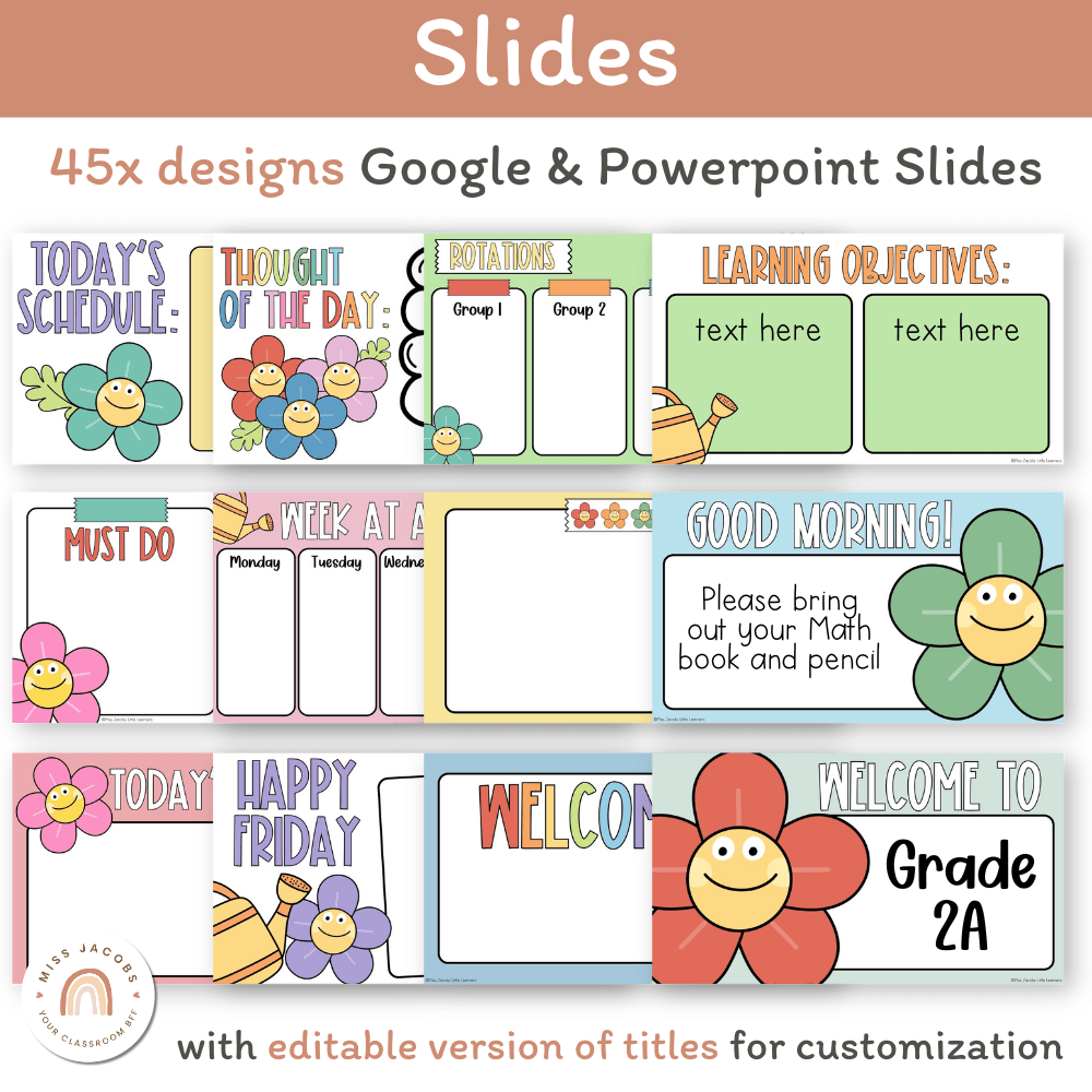 Flower Theme Classroom Essentials Decor Pack - Miss Jacobs