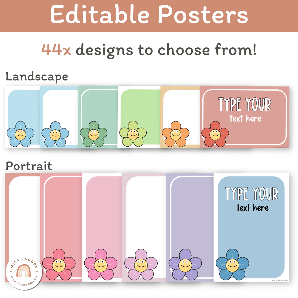 Flower Theme Classroom Essentials Decor Pack - Miss Jacobs – Miss ...