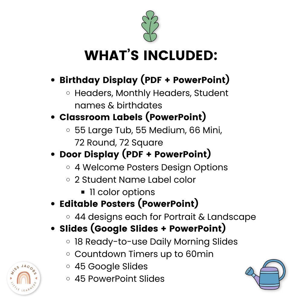 Flower Theme Classroom Essentials Decor Pack - Miss Jacobs