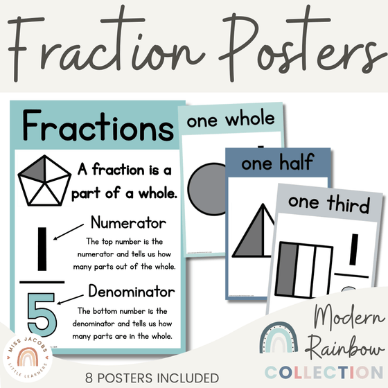 Fractions Posters | MODERN RAINBOW Color Palette | Calm Colors Decor ...