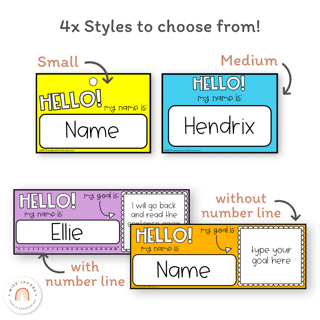 Goals Desk Mat and Name Tags | Rainbow Brights – Miss Jacobs Little ...