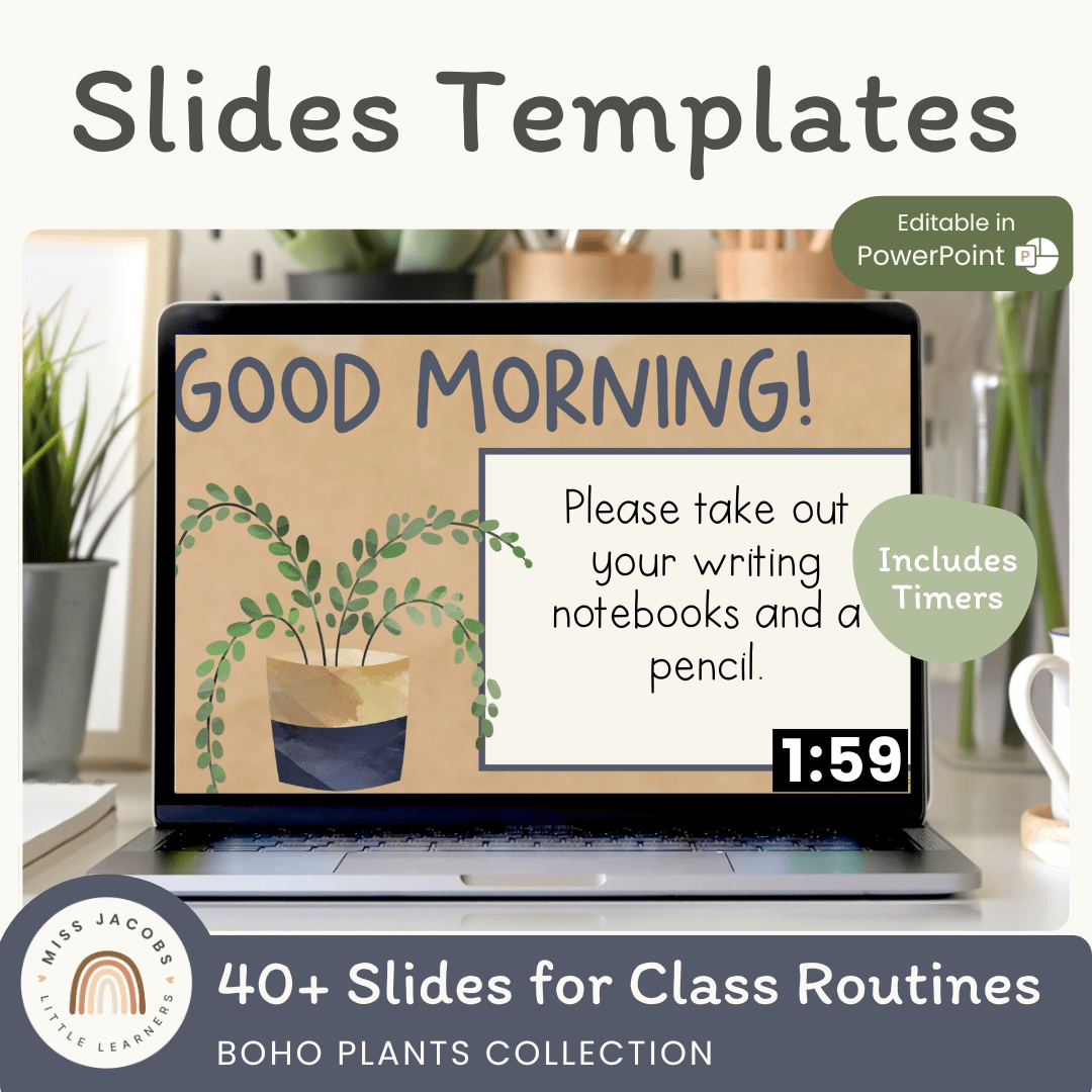 Google Morning Slides & PowerPoint Templates - Boho Plants Theme