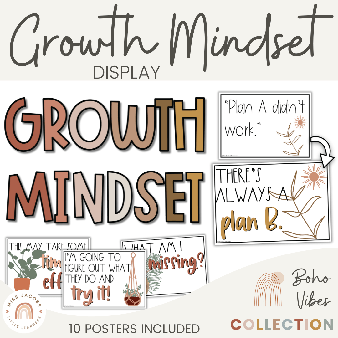 Growth Mindset Display | DESERT NEUTRALS | Boho Vibes Classroom Decor