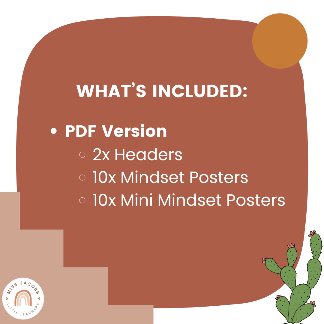 Growth Mindset Display | DESERT NEUTRALS | Boho Vibes Classroom Decor