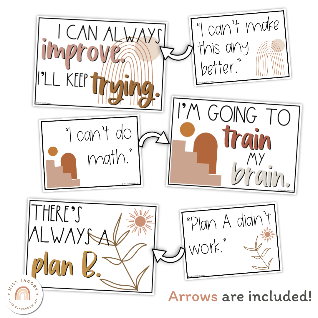 Growth Mindset Display | DESERT NEUTRALS | Boho Vibes Classroom Decor