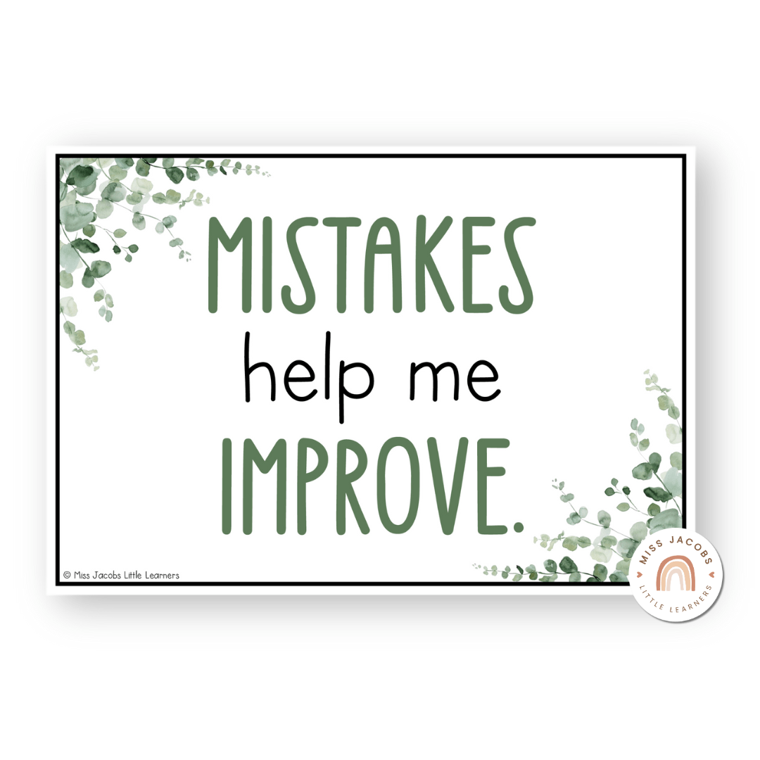 Growth Mindset Posters Eucalyptus - Modern Botanical Decor - MJLL