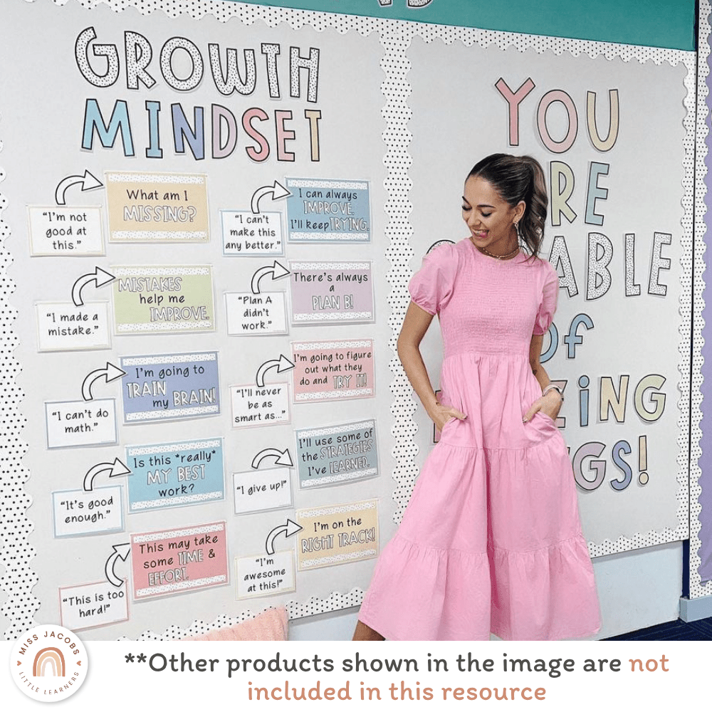 Growth Mindset Posters - Spotty Pastel Theme - Miss Jacobs