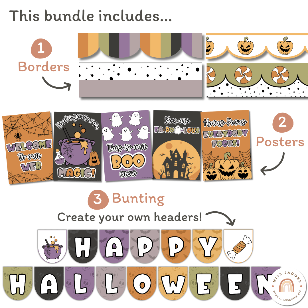 Halloween Decor Bulletin Board Bundle - Miss Jacobs