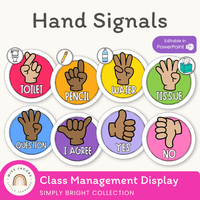 Hand Signals for Classroom | BRIGHTS | Editable Classroom Decor – Miss ...