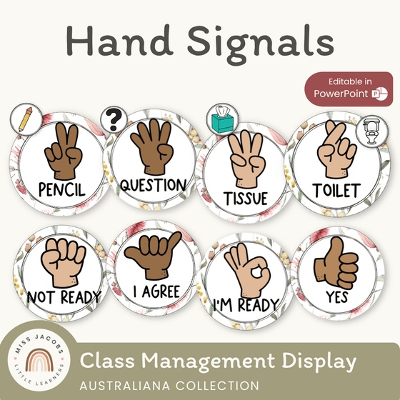 Hand Signals Posters - Australiana Classroom Decor – Miss Jacobs Little ...