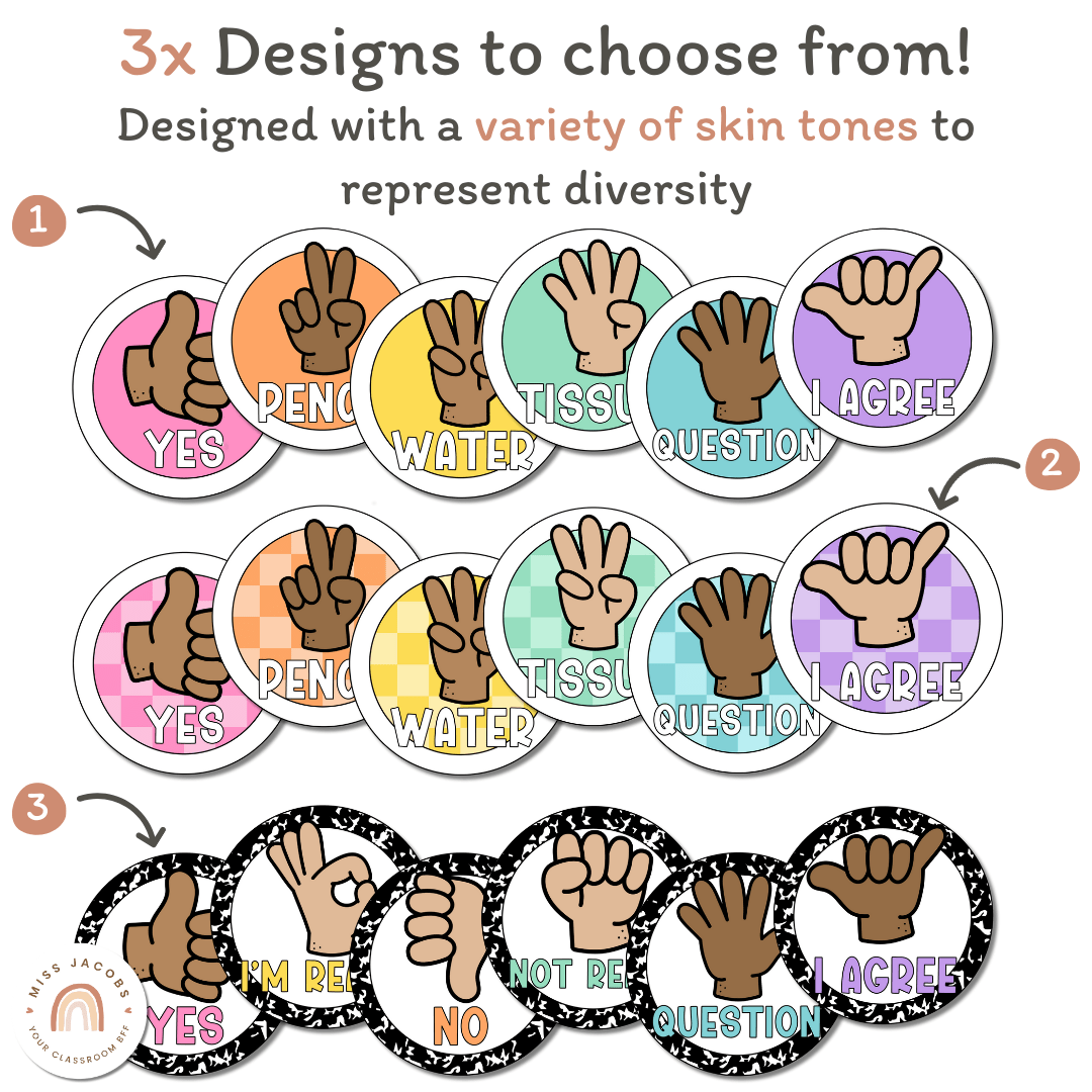 Hand Signals Posters - Cutesy Classroom Theme - Miss Jacobs