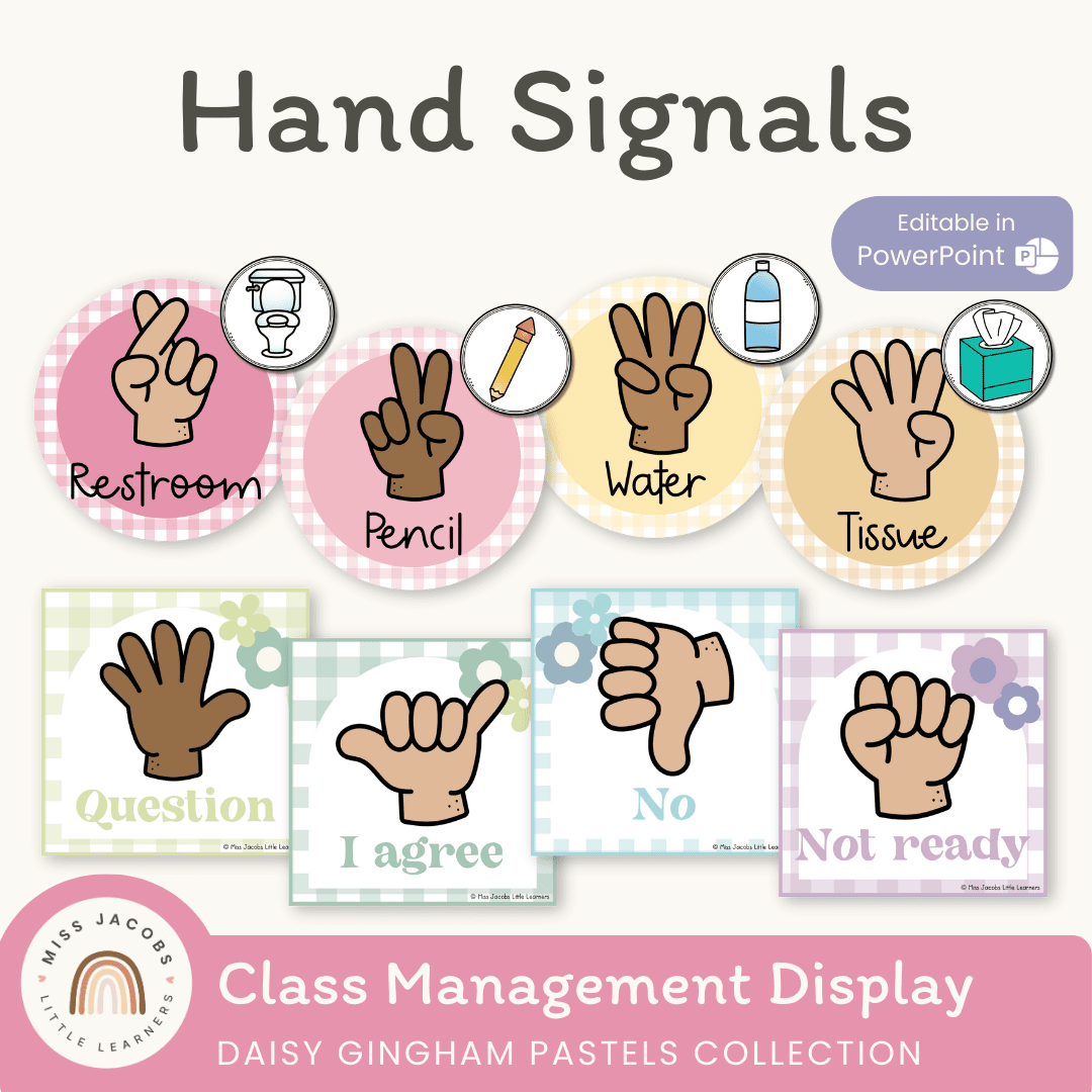 Hand Signals Posters - Daisy Gingham Pastels Decor