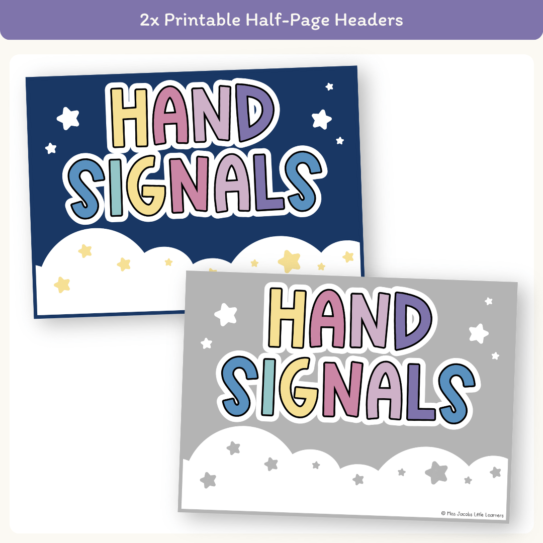Hand Signals Posters - Dreamy Space Classroom Decor - MJLL