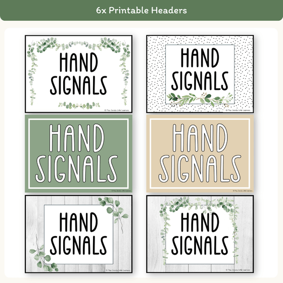 Hand Signals Posters - Modern Botanical Theme - Miss Jacobs – Miss ...