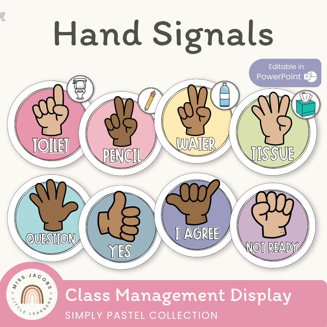 Hand Signals Posters - Simply Pastel Theme - Miss Jacobs – Miss Jacobs ...