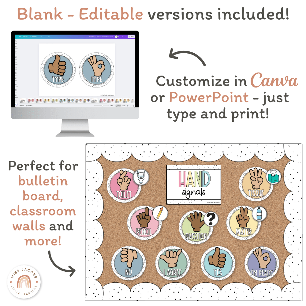 Hand Signals Posters - Spotty Pastel Classroom Theme - Miss Jacobs ...
