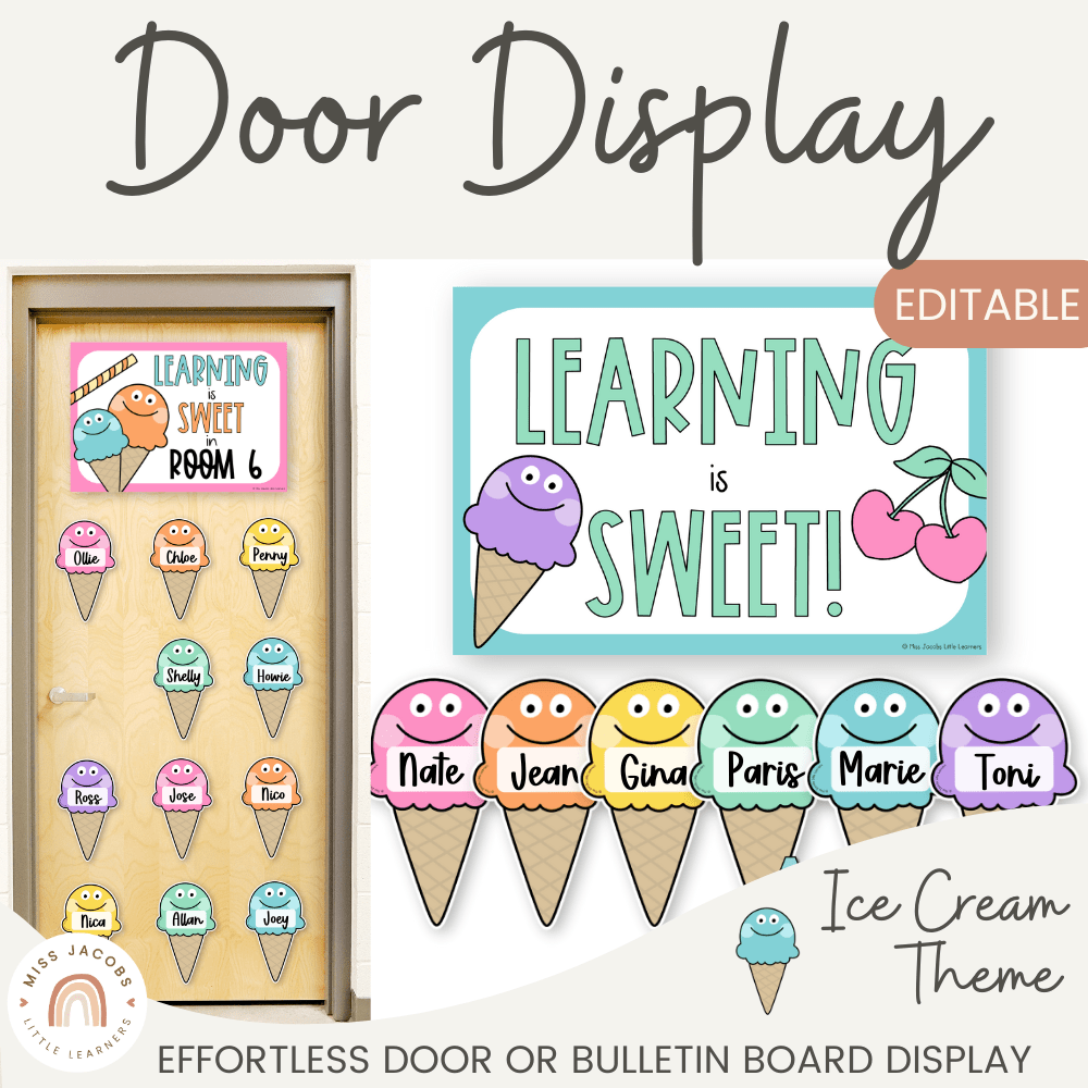 Ice Cream Door Display Classroom Decor - Miss Jacobs