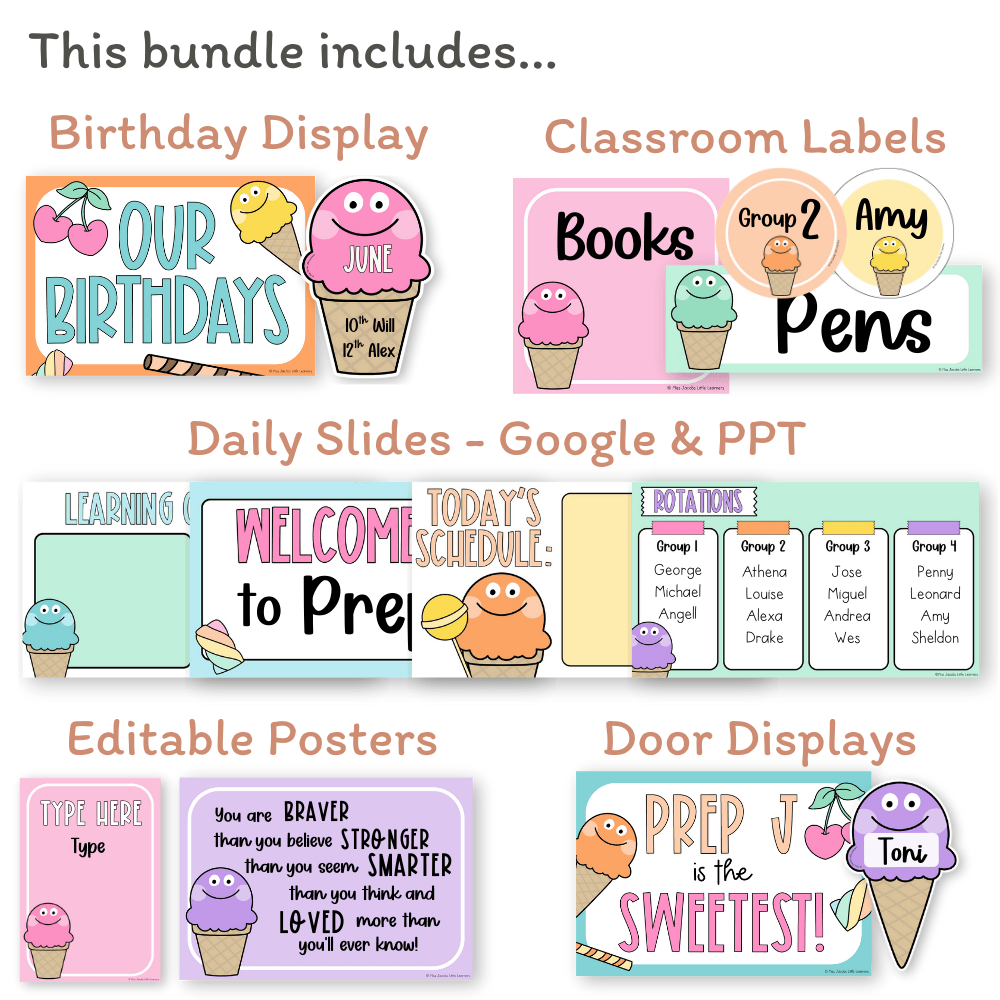 Ice Cream Theme Classroom Essentials Decor Pack - Miss Jacobs
