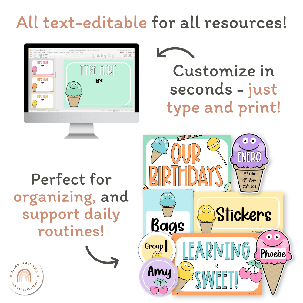 Ice Cream Theme Classroom Essentials Decor Pack - Miss Jacobs – Miss ...