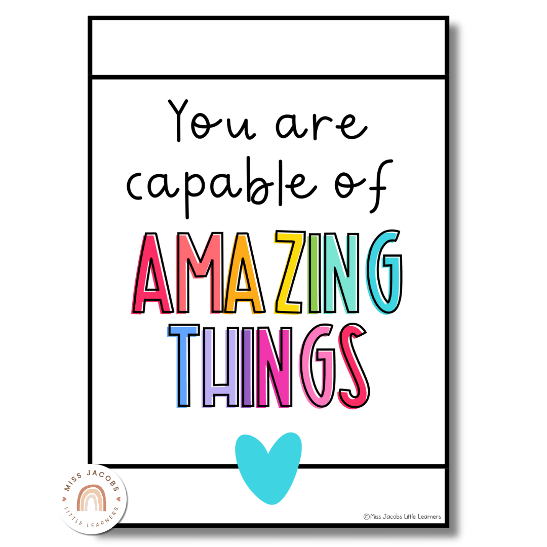Inspirational Classroom Posters - Spotty Bright Theme - MJLL