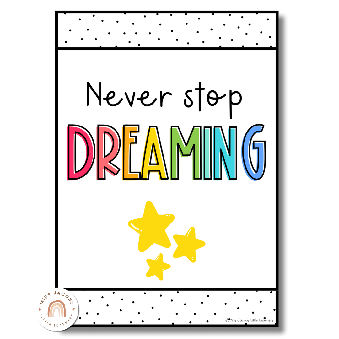 Inspirational Classroom Posters - Spotty Bright Theme - MJLL