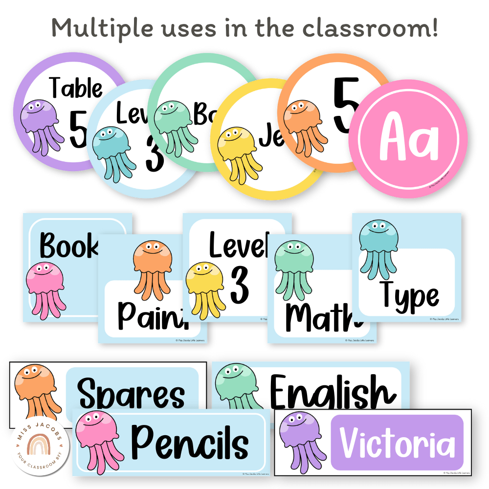 Jellyfish Theme Classroom Essentials Decor Pack - Miss Jacobs