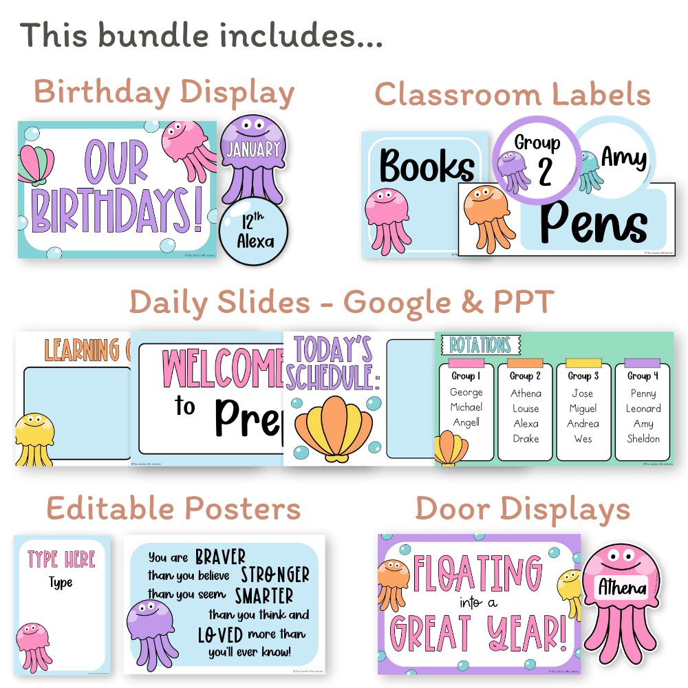 Jellyfish Theme Classroom Essentials Decor Pack - Miss Jacobs – Miss ...