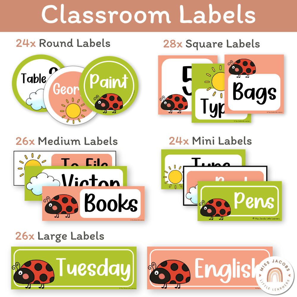 Ladybug Theme Classroom Essentials Decor Pack - Miss Jacobs