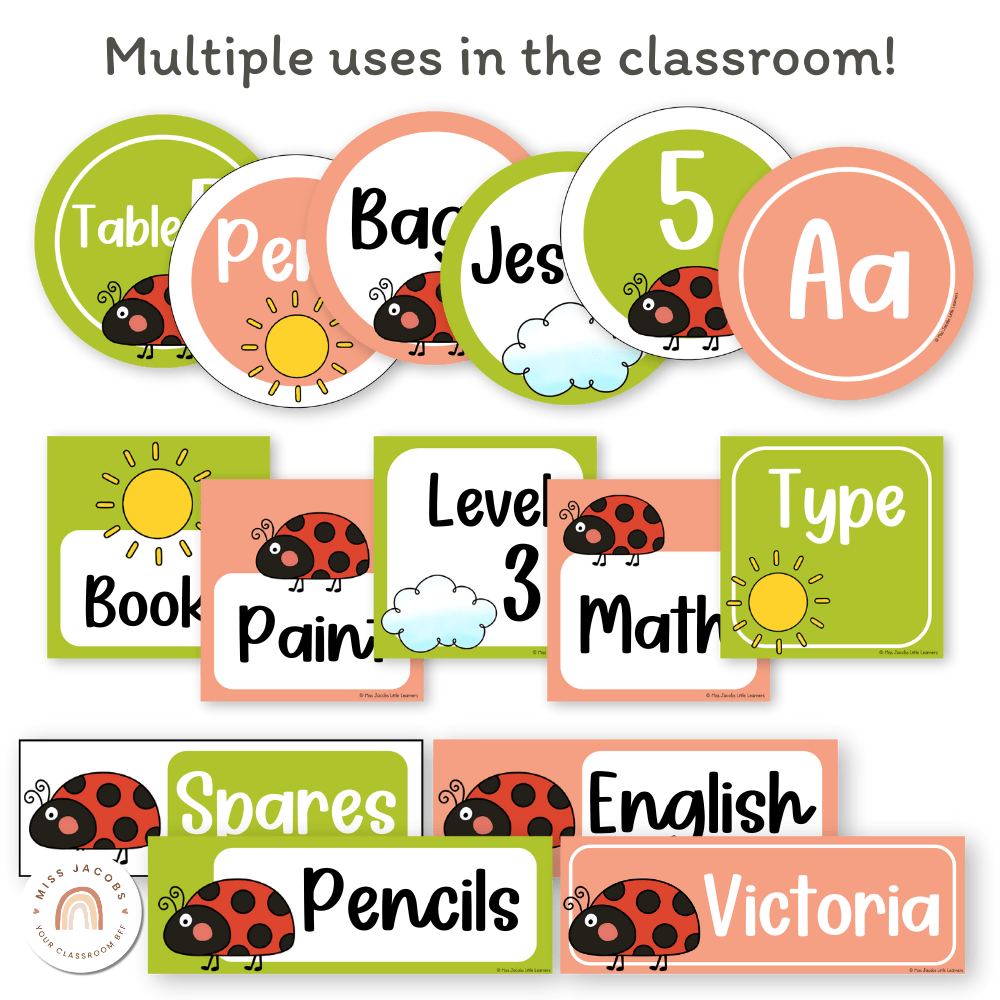 Ladybug Theme Classroom Essentials Decor Pack - Miss Jacobs