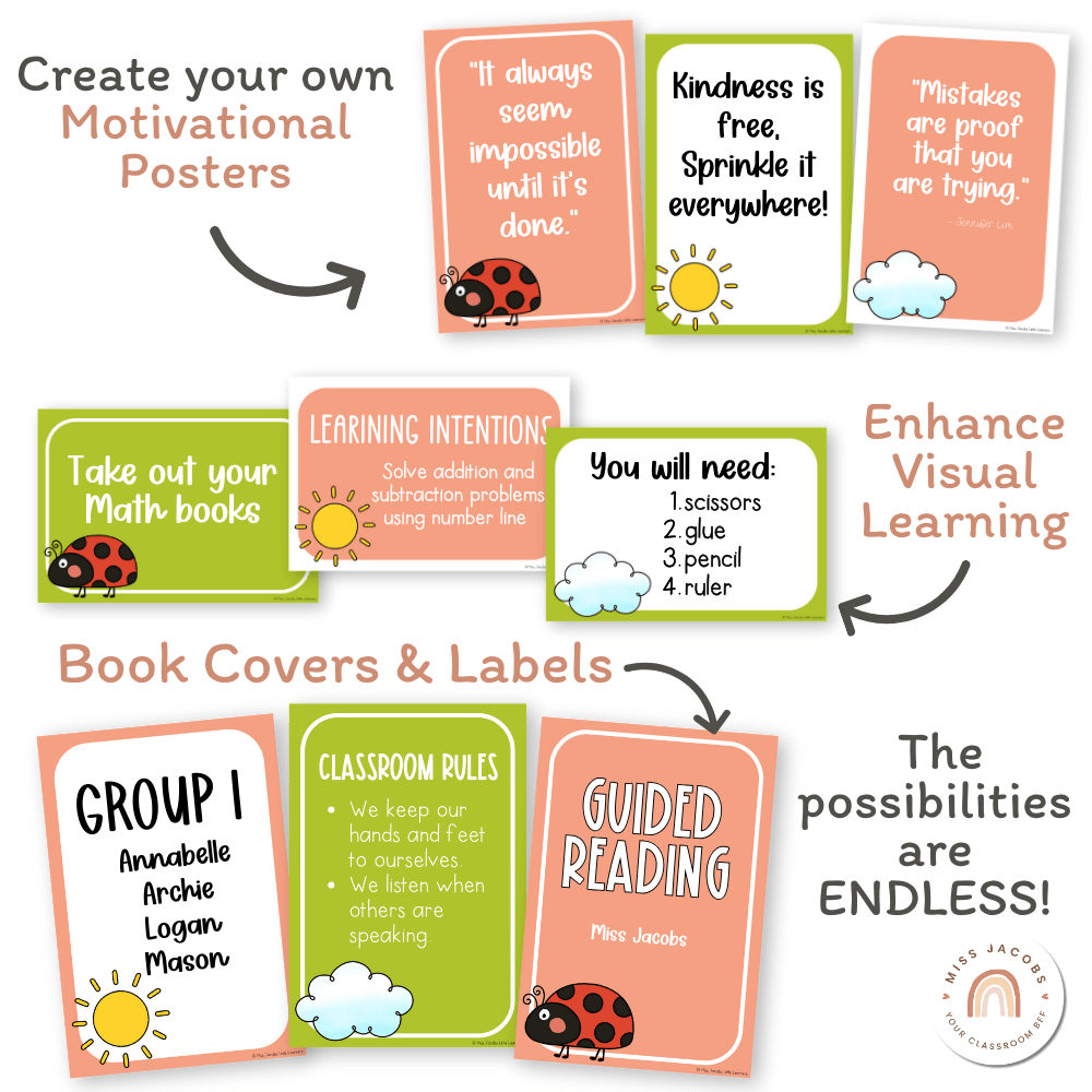 Ladybug Theme Classroom Essentials Decor Pack - Miss Jacobs – Miss ...