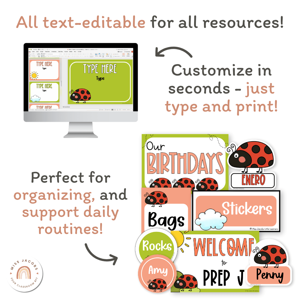 Ladybug Theme Classroom Essentials Decor Pack - Miss Jacobs