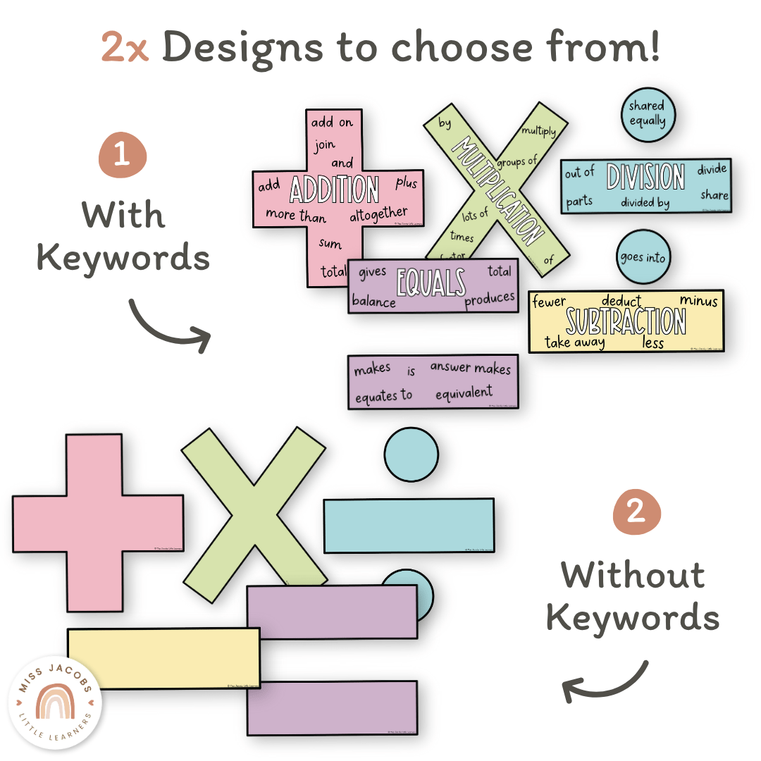 Large Math Symbols - Pastel Classroom Theme - Miss Jacobs
