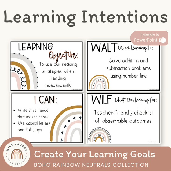 Learning Intention and Success Criteria Display - Boho Rainbow - MJLL ...