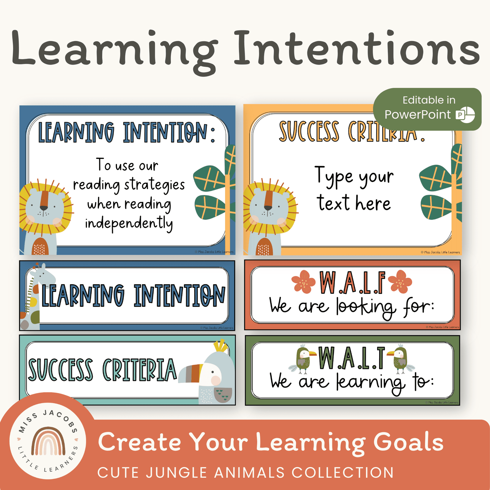 Learning Intentions Posters | Cute Jungle Animals – Miss Jacobs Little ...