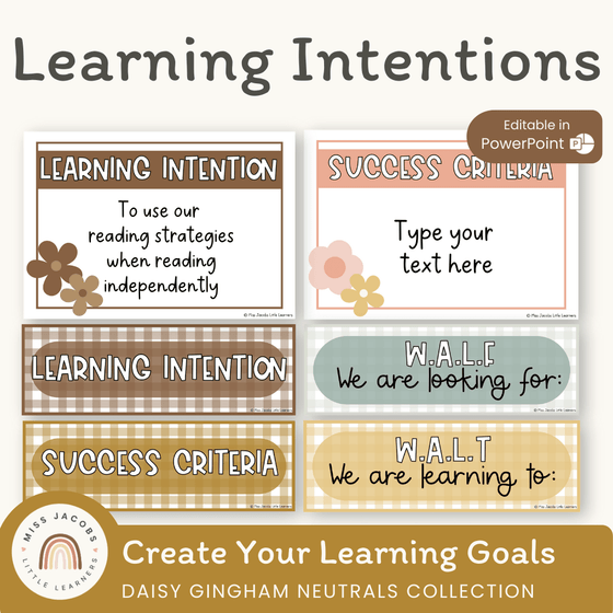 Learning Intentions & Success Criteria Posters | Daisy Gingham – Miss ...