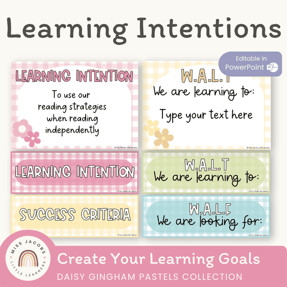 Learning Intention and Success Criteria Display - Daisy Gingham Pastel ...