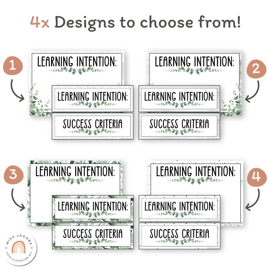Learning Intention & Success Criteria Display - Modern Botanical - MJLL
