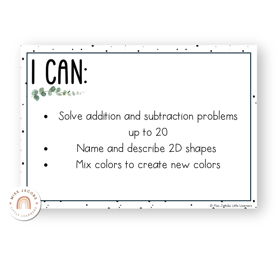 Learning Intention & Success Criteria Display - Modern Botanical - MJLL