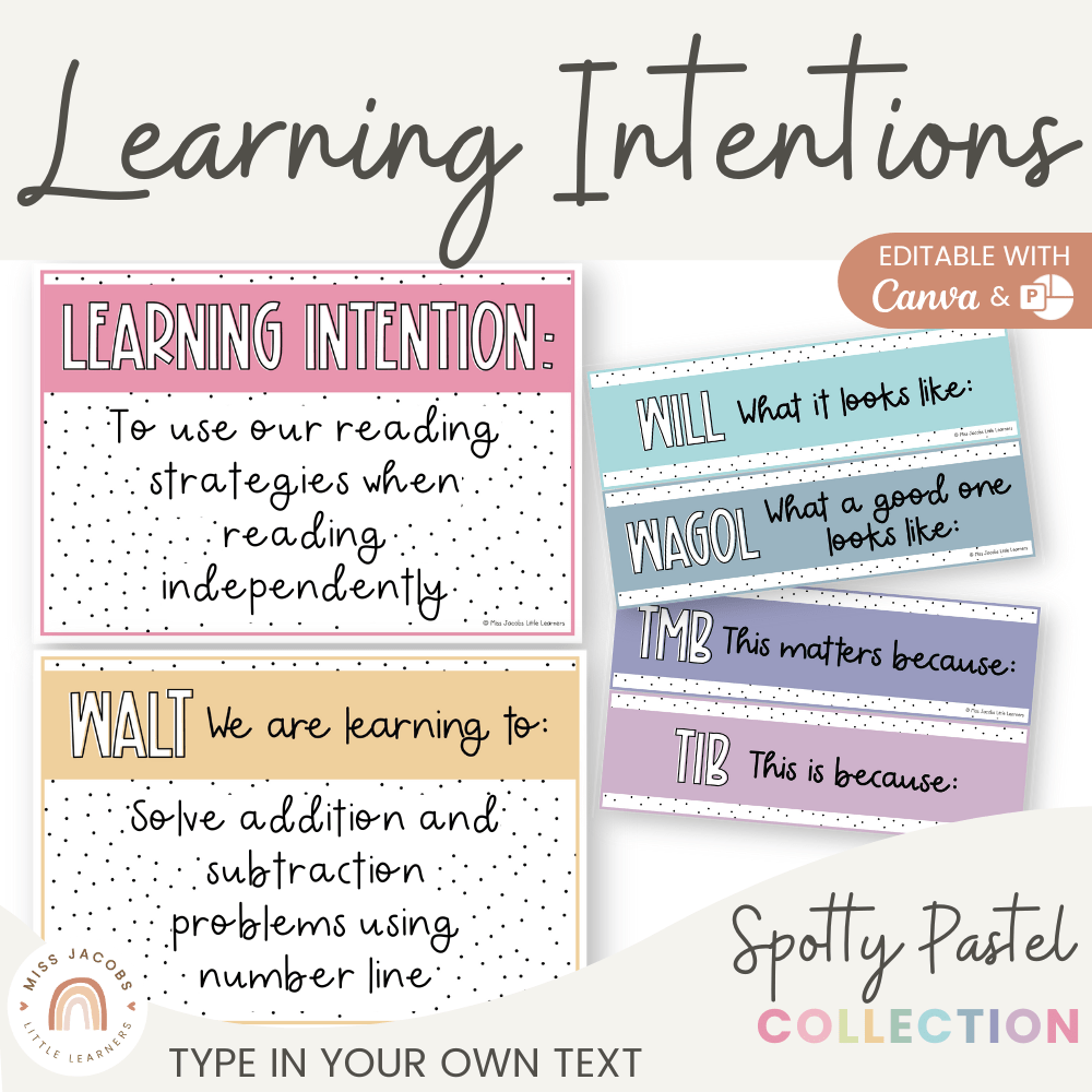 Learning Intention and Success Criteria Display - Spotty Pastel - MJLL