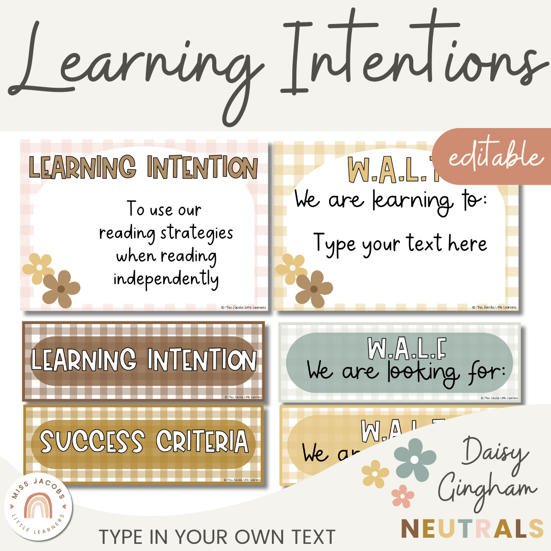 Learning Intentions & Success Criteria Posters | Daisy Gingham