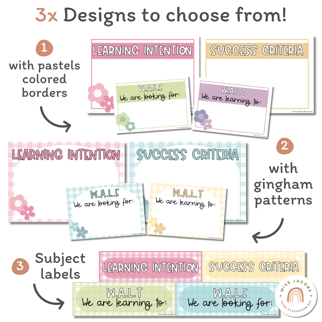 Learning Intention and Success Criteria Display - Daisy Gingham Pastel