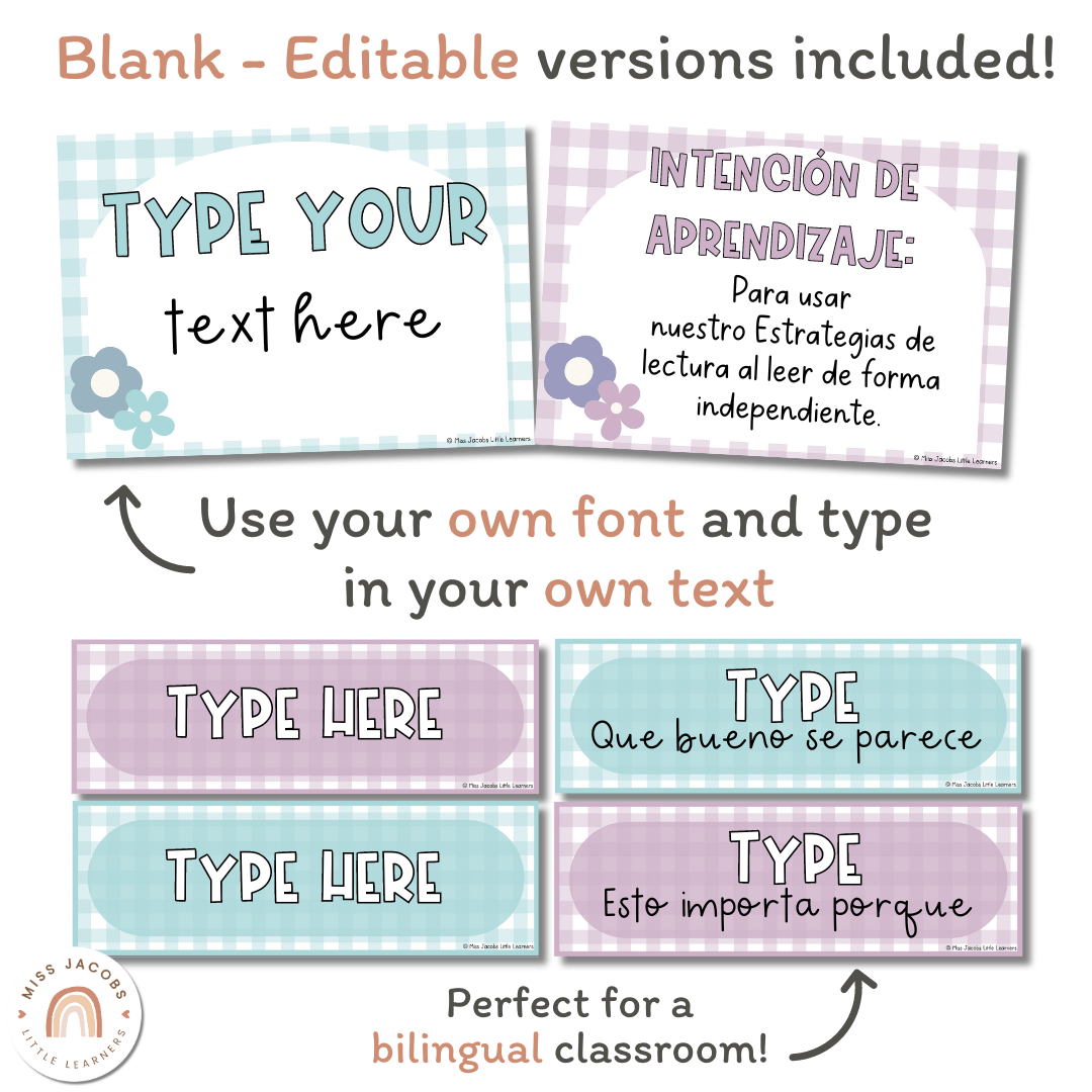 Learning Intention and Success Criteria Display - Daisy Gingham Pastel
