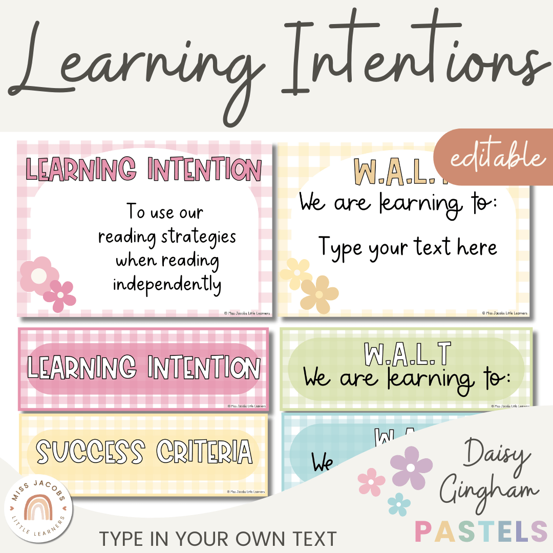 Learning Intention and Success Criteria Display - Daisy Gingham Pastel